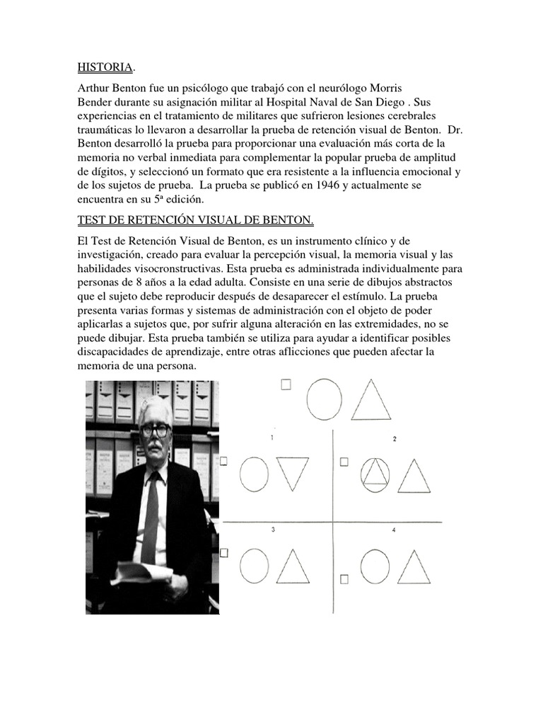 Test de Retención Visual de Benton | PDF | Dotamiento intelectual | Memoria