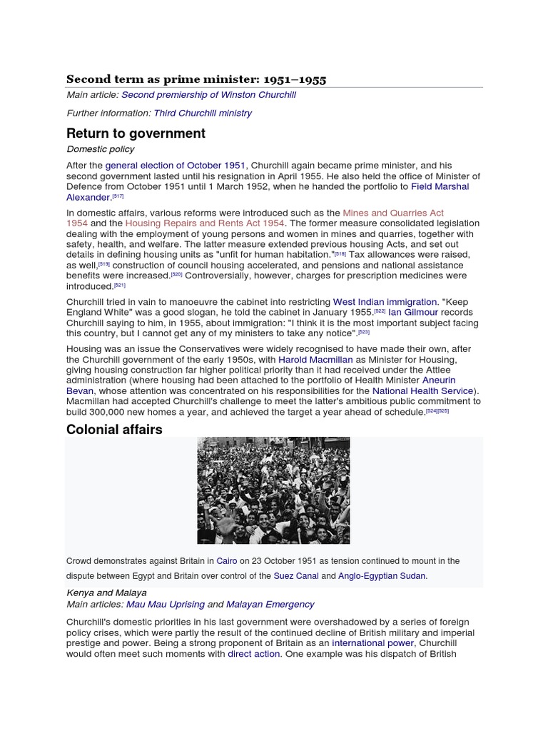 Churchill's Second Term Overview | PDF | Winston Churchill | British Empire