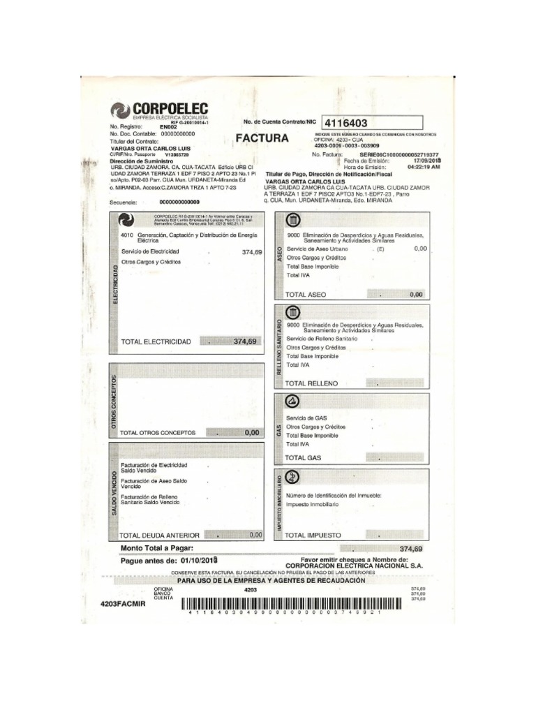 Recibo Corpoelec