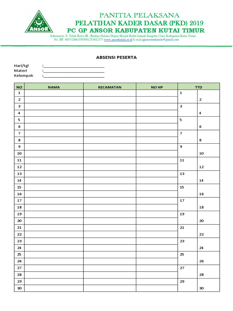 ABSENSI PESERTA PKD | PDF