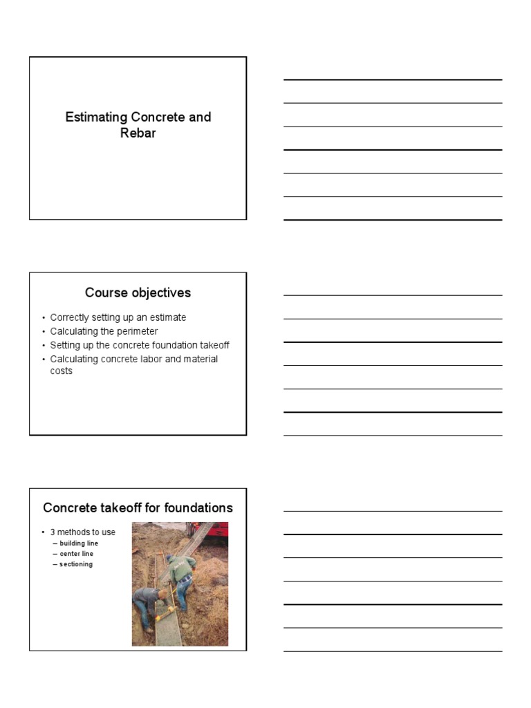 Estimating Concrete and Rebar PDF | PDF | Concrete | Building Engineering