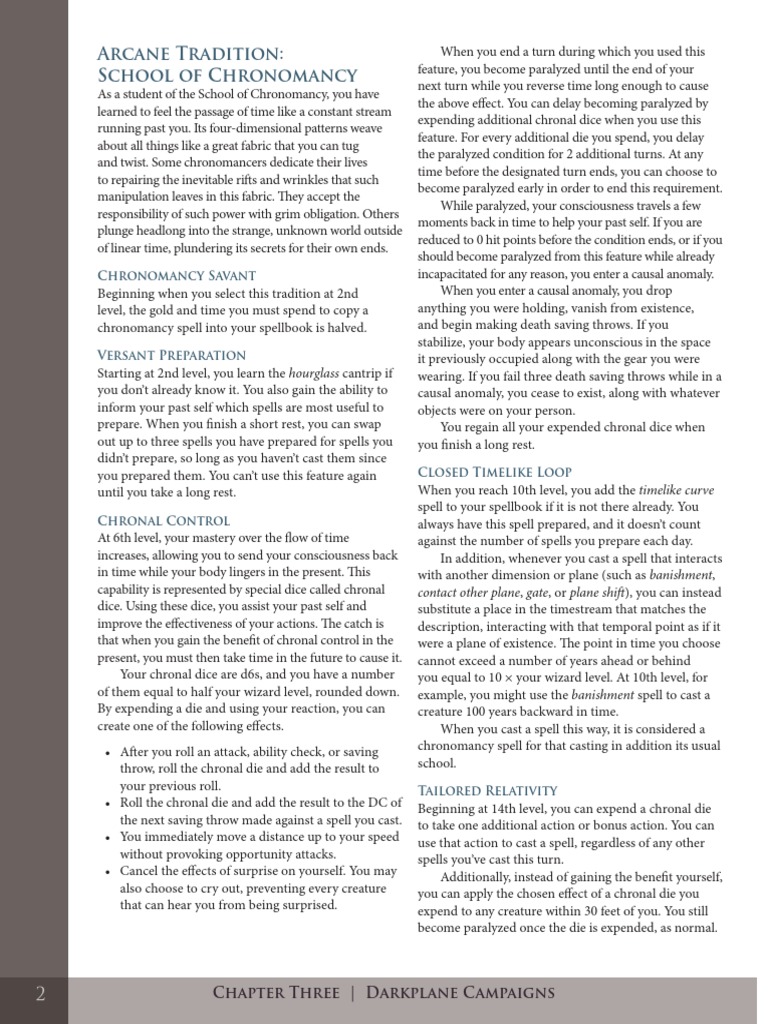 Chronomancy 5e Darkplane v1.2 | PDF | Spacetime | Time