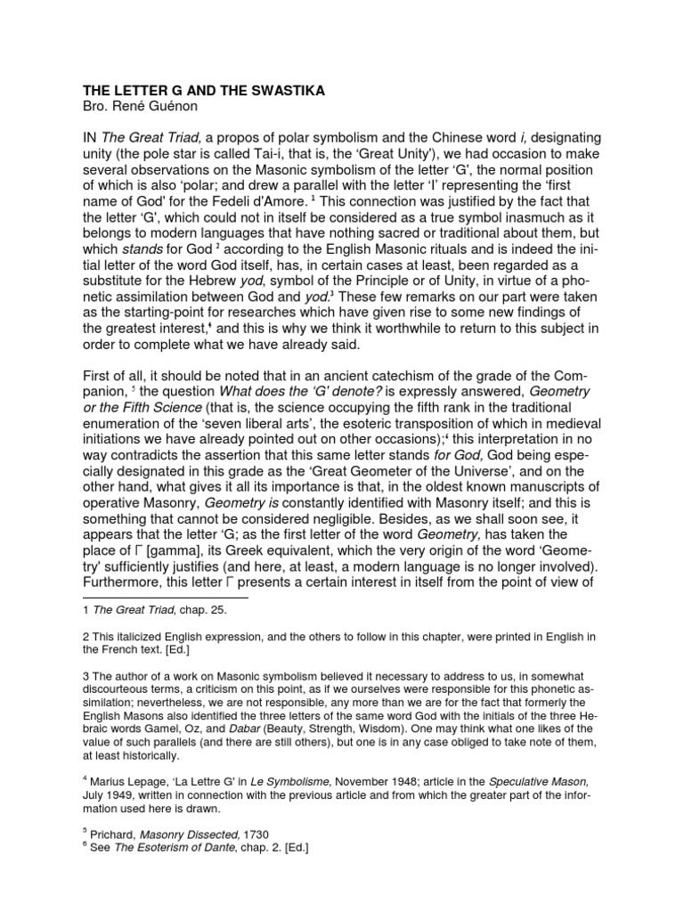 The Geometric Symbolism of the Letter G and its Relationship to the ...