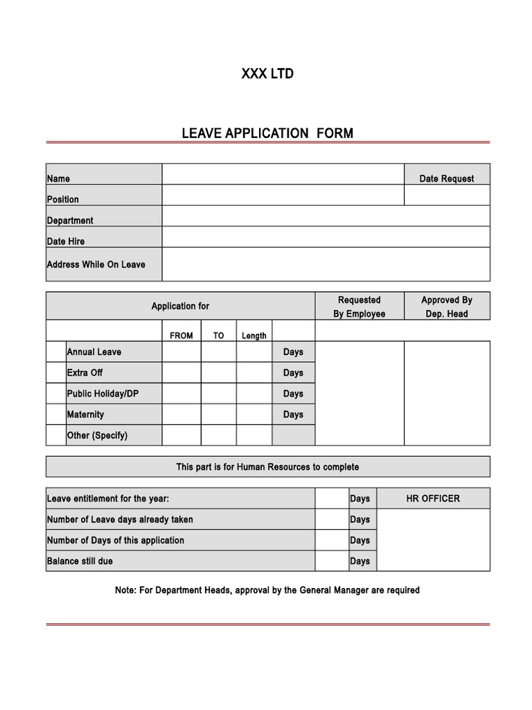 Employee Leave Application Form | PDF