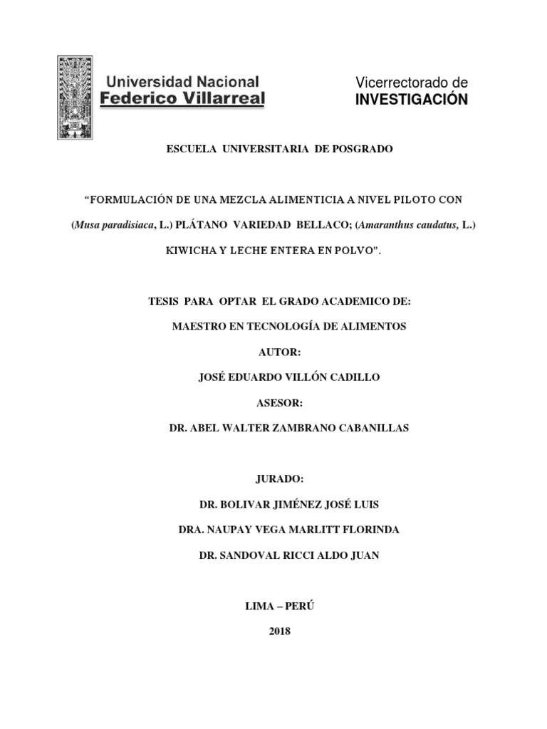 Villón Cadillo José Eduardo - Maestria | PDF | Alimentos | Quinua