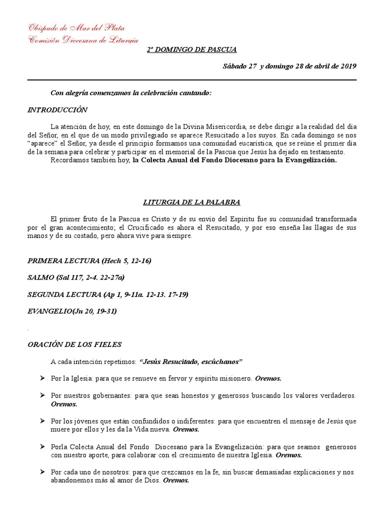 Guion de Misa | PDF | eucaristía | Misa (liturgia)