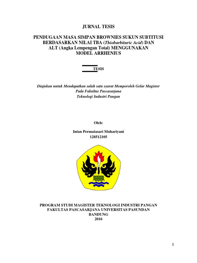 Pendugaan Masa Simpan Brownies Sukun Subtitusi Berdasarkan Nilai Tba | PDF