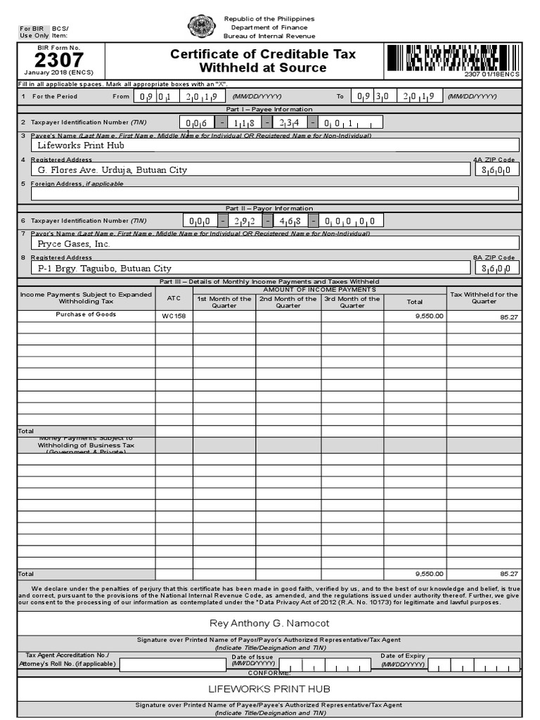 Certificate of Creditable Tax Withheld at Source: (MM/DD/YYYY) (MM/DD ...