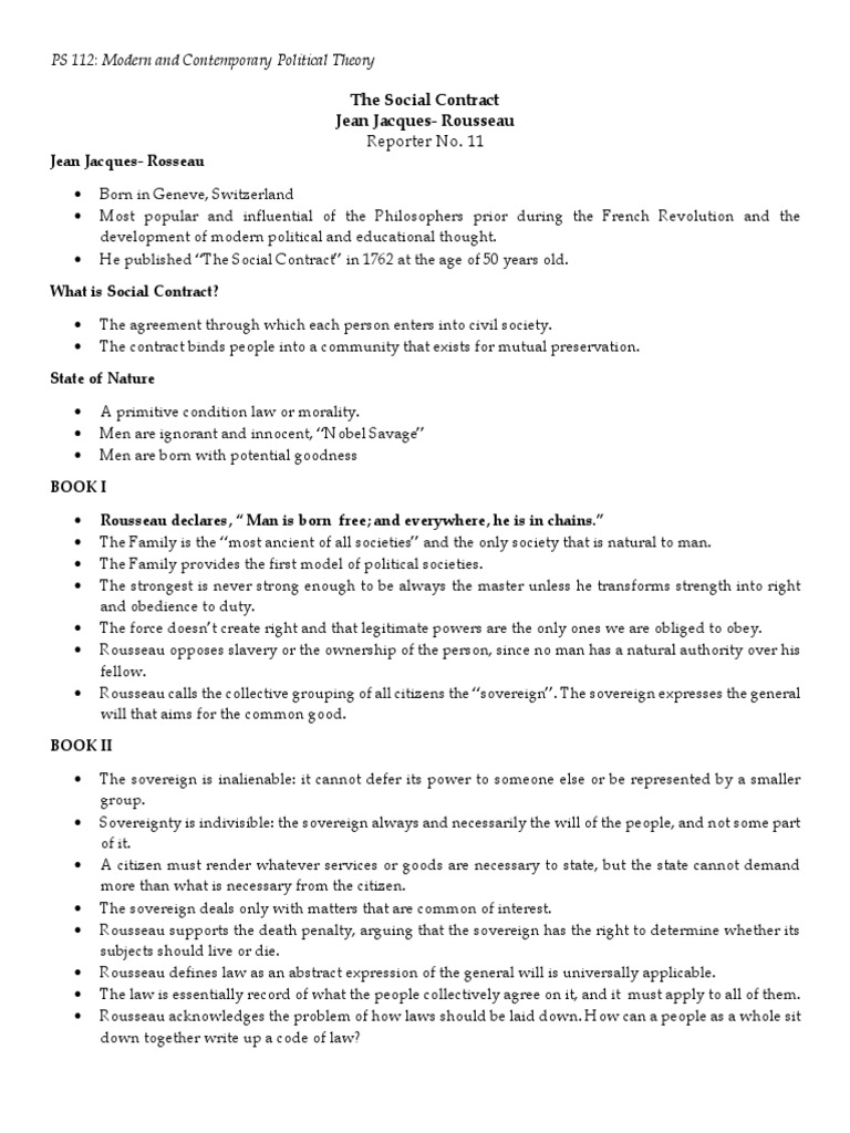 The Social Contract by Jean Jacques Rousseau | PDF | Sovereignty ...