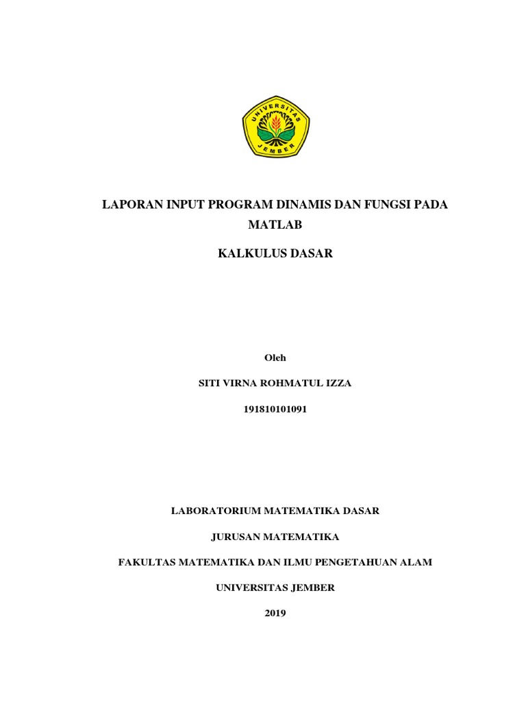 Input Program Dinamis Dan Fungsi Matlab | PDF | Metode & Bahan Ajar