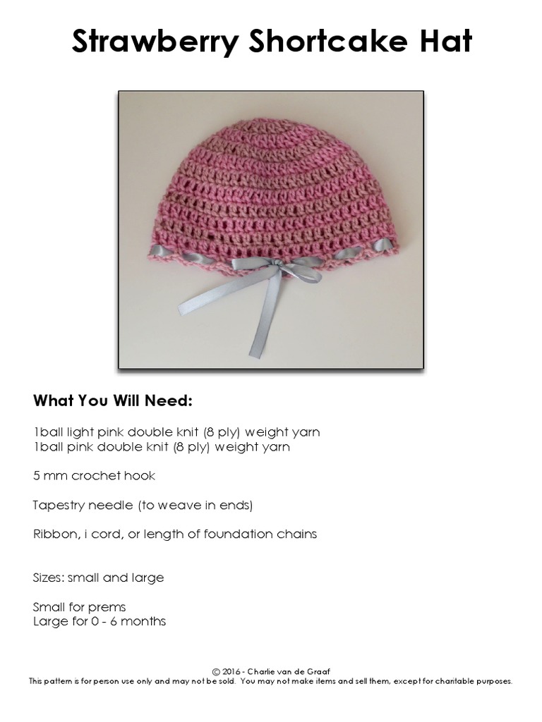 Strawberry Shortcake Hat - Crochet Pattern