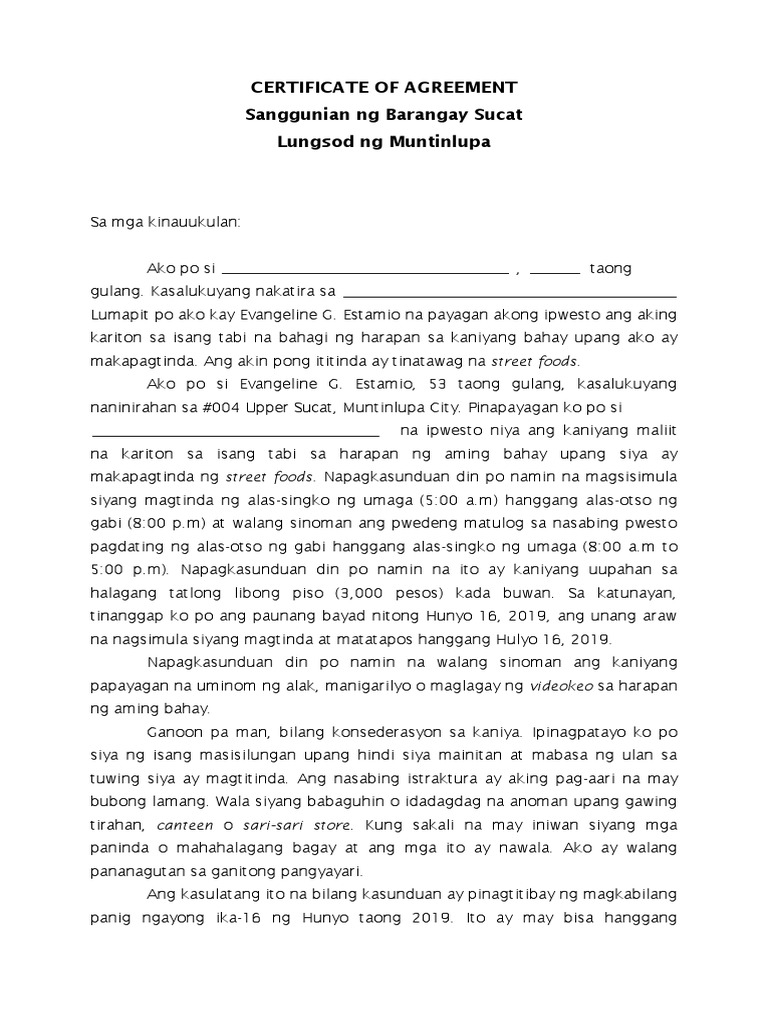 Certificate of Agreement | PDF