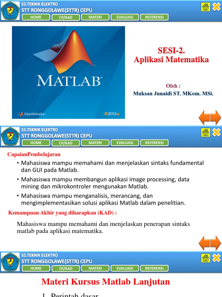 Matlab Sesi-2 Aplikasi Matematika | PDF | Metode & Bahan Ajar | Komputer
