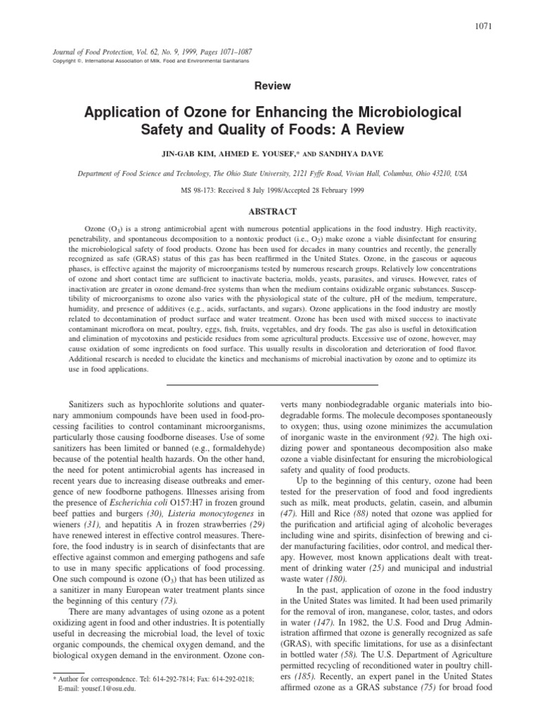 Application of Ozone For Enhancing The Microbiological | PDF | Ozone ...
