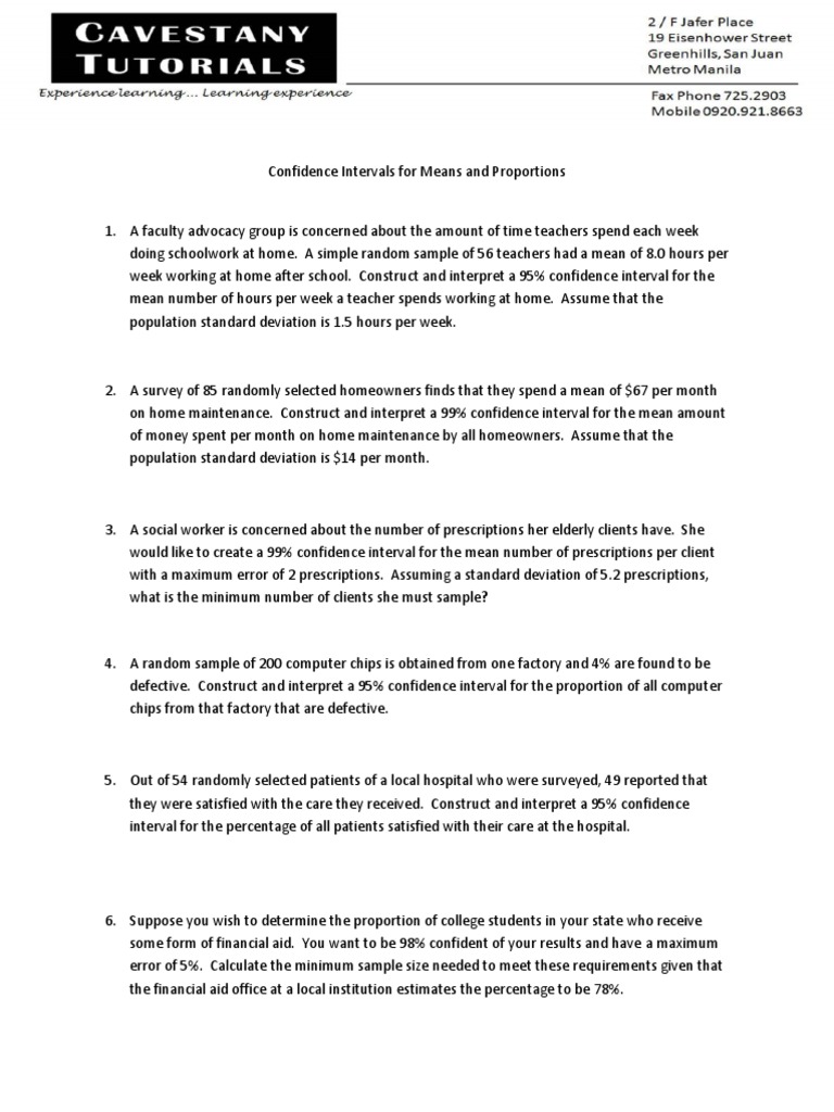 Confidence Interval Pdf