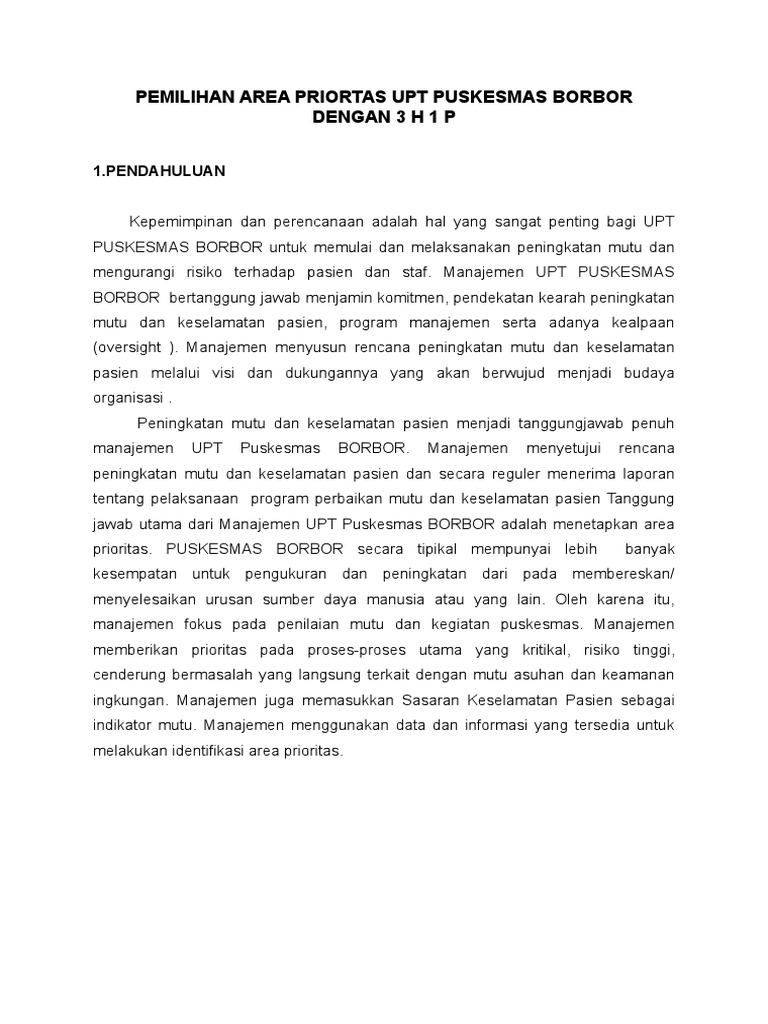 Area Prioritas PKM Borbor | PDF