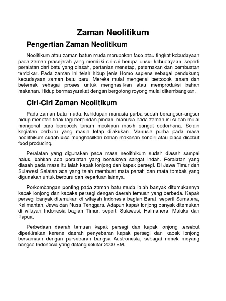 Ciri dan Peninggalan Zaman Neolitikum | PDF | Ilmu Sosial