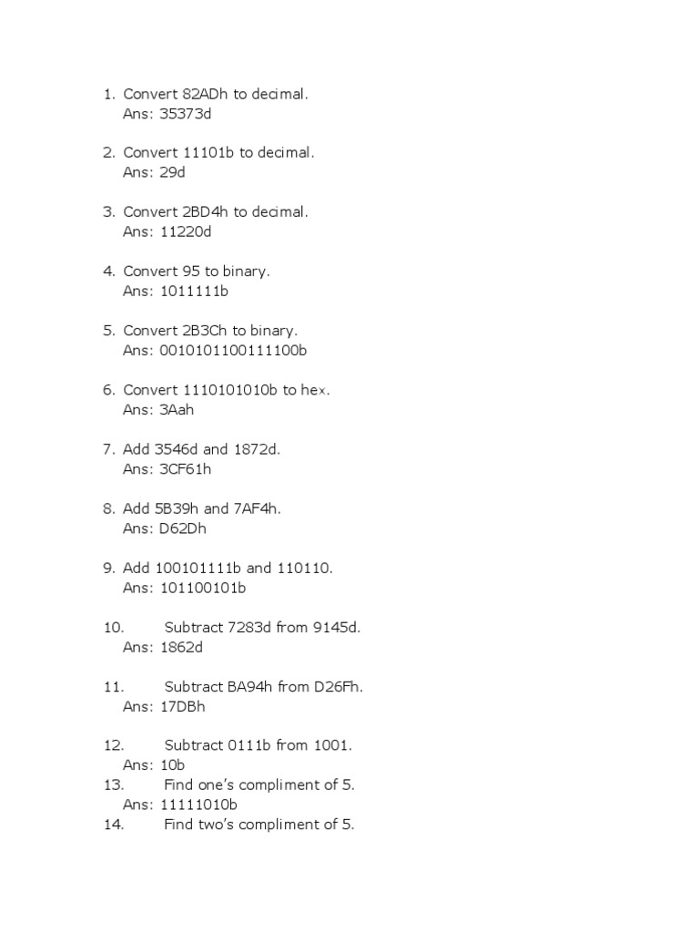 Number base conversion practice problems | PDF