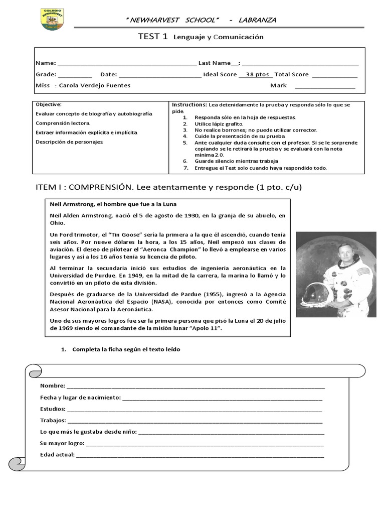 Prueba Biografía y Autobiografía | PDF | Artes (general)