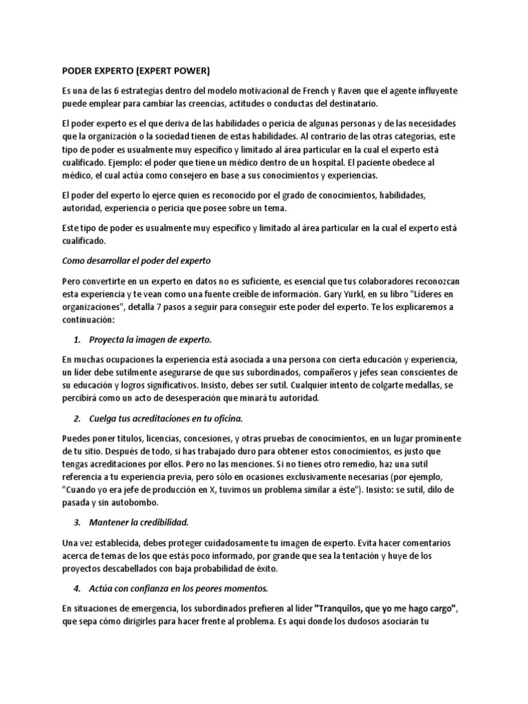 Poder Experto y de Referencia | PDF | Persuasión | Liderazgo