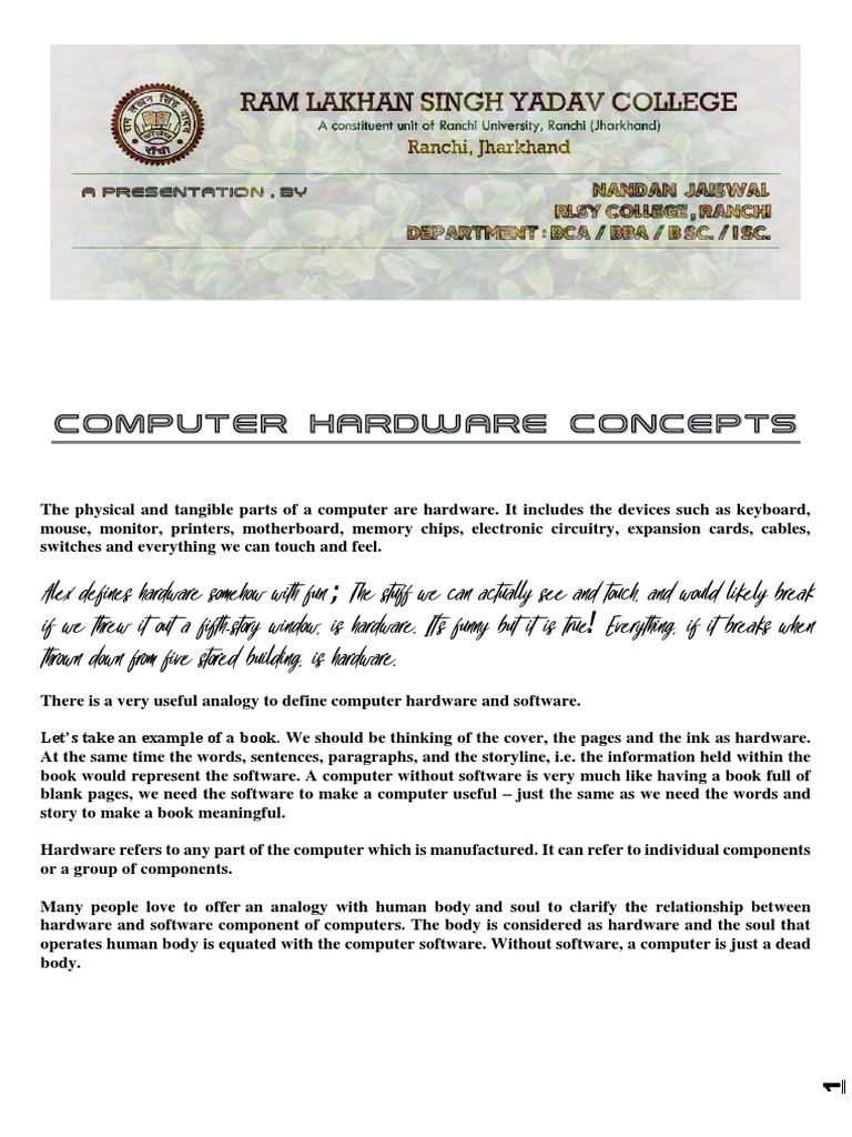 Computer Hardware Concept | PDF | Dynamic Random Access Memory | Random ...