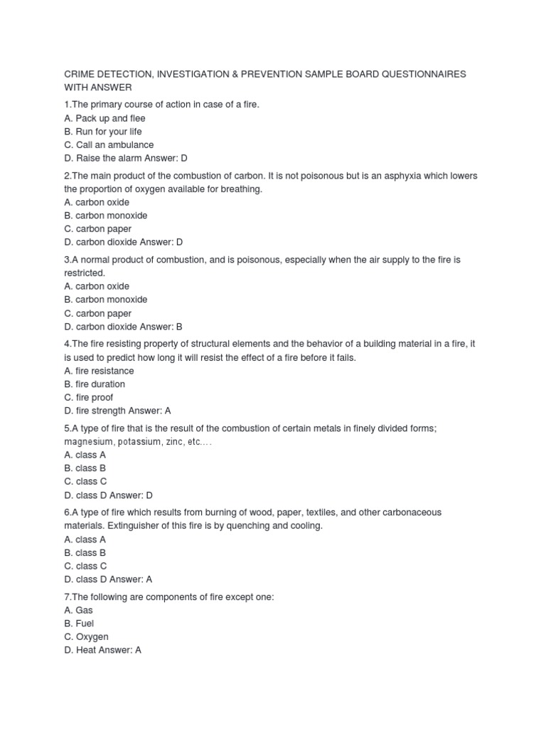 Crime Detection Investigation Prevention Sample Board Questionnaires ...
