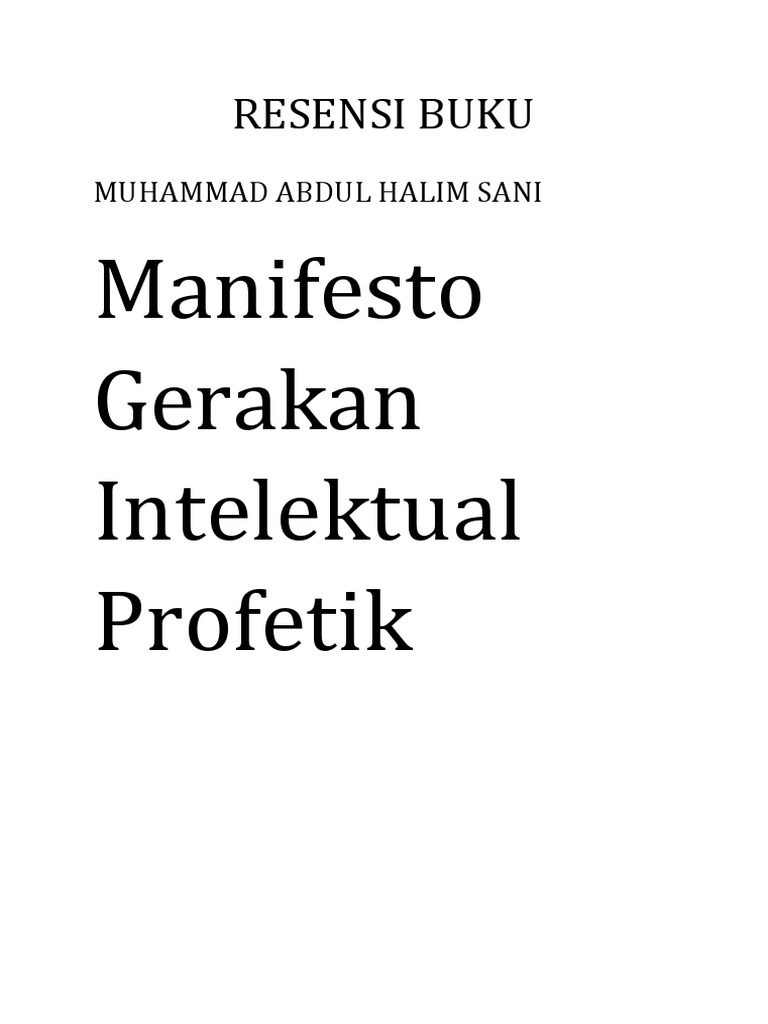 Manifesto Intelektual Profetik Sani | PDF