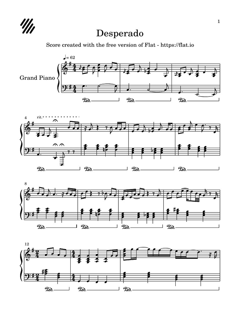 Desperado: Score Created With The Free Version of Flat - Https://flat - Io | PDF | Computers
