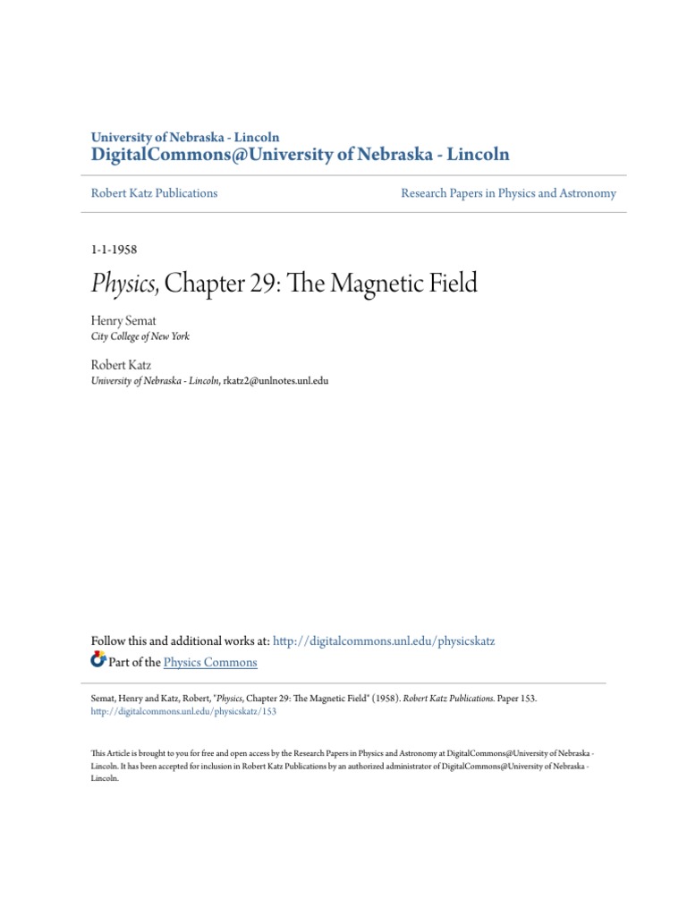 Physics, Chapter 29: The Magnetic Field: Digitalcommons@University of ...