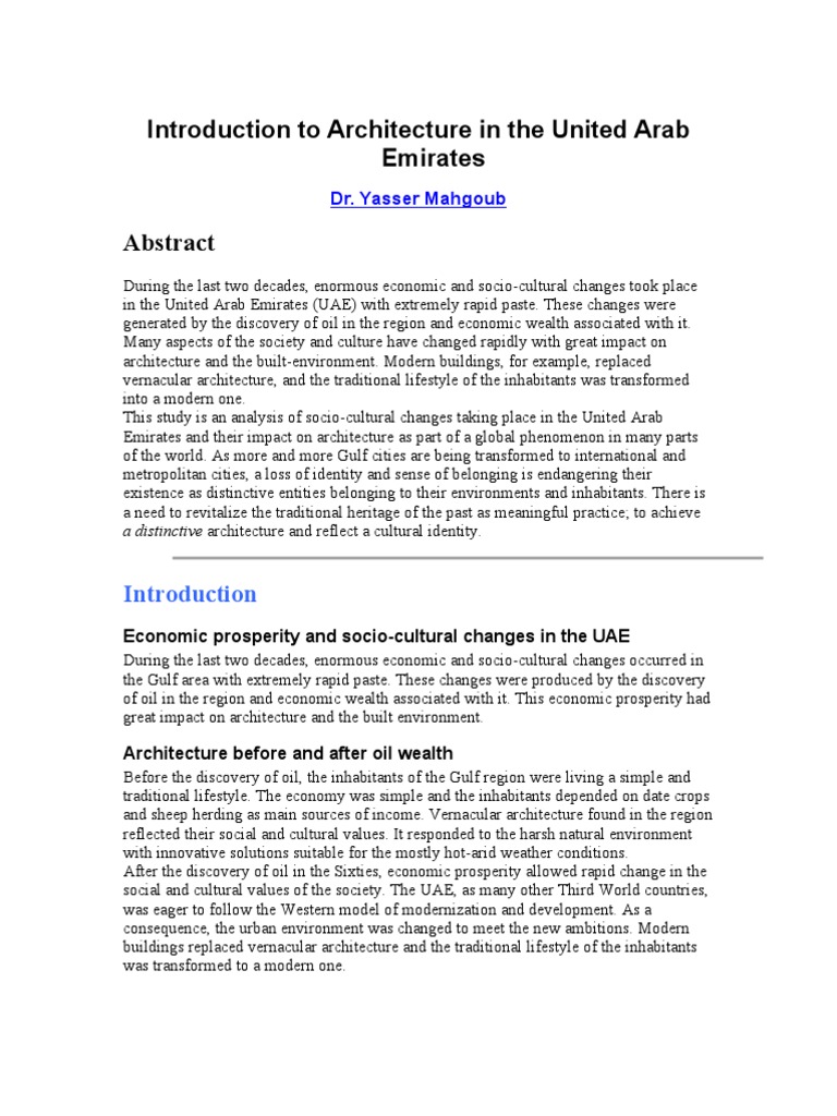 Introduction to Architecture in the UAE | PDF | United Arab Emirates