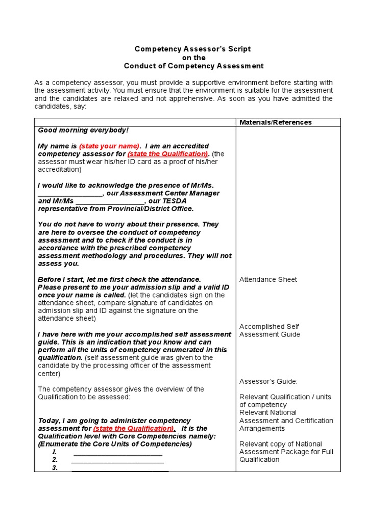 Assessor's Script | PDF | Signature | Business