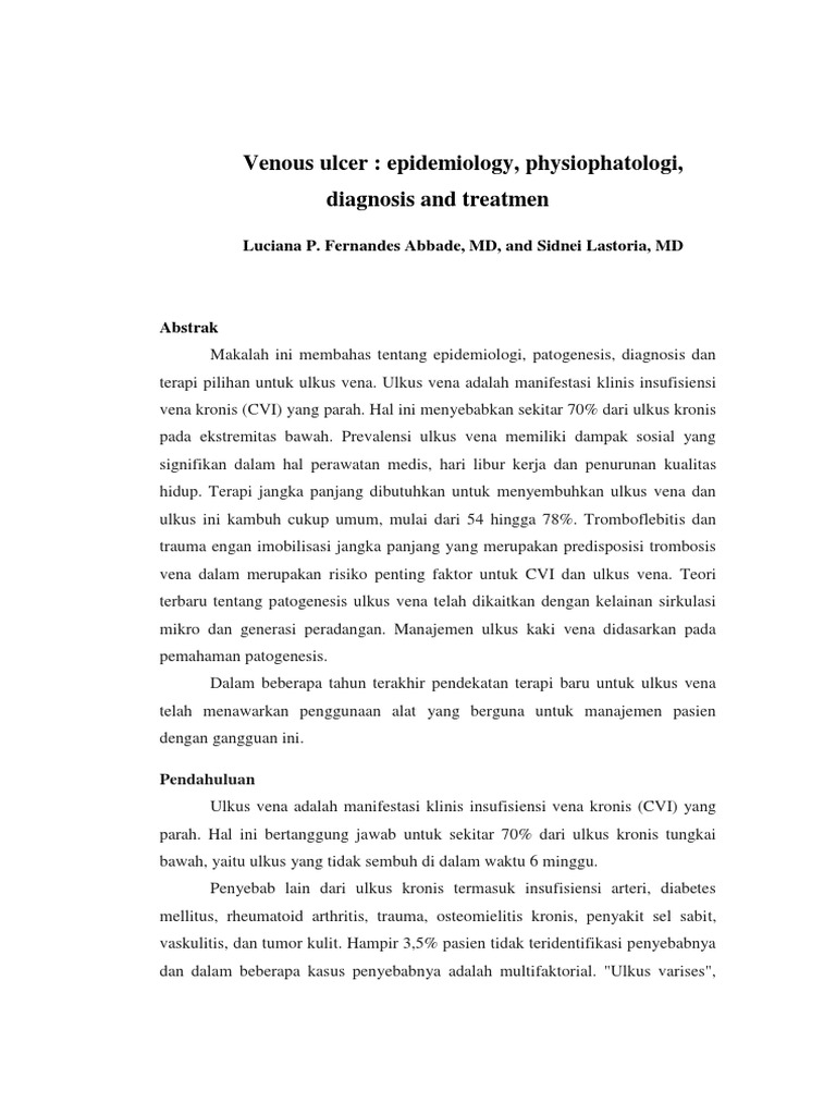 Epidemiologi dan Manajemen Ulkus Venosum | PDF