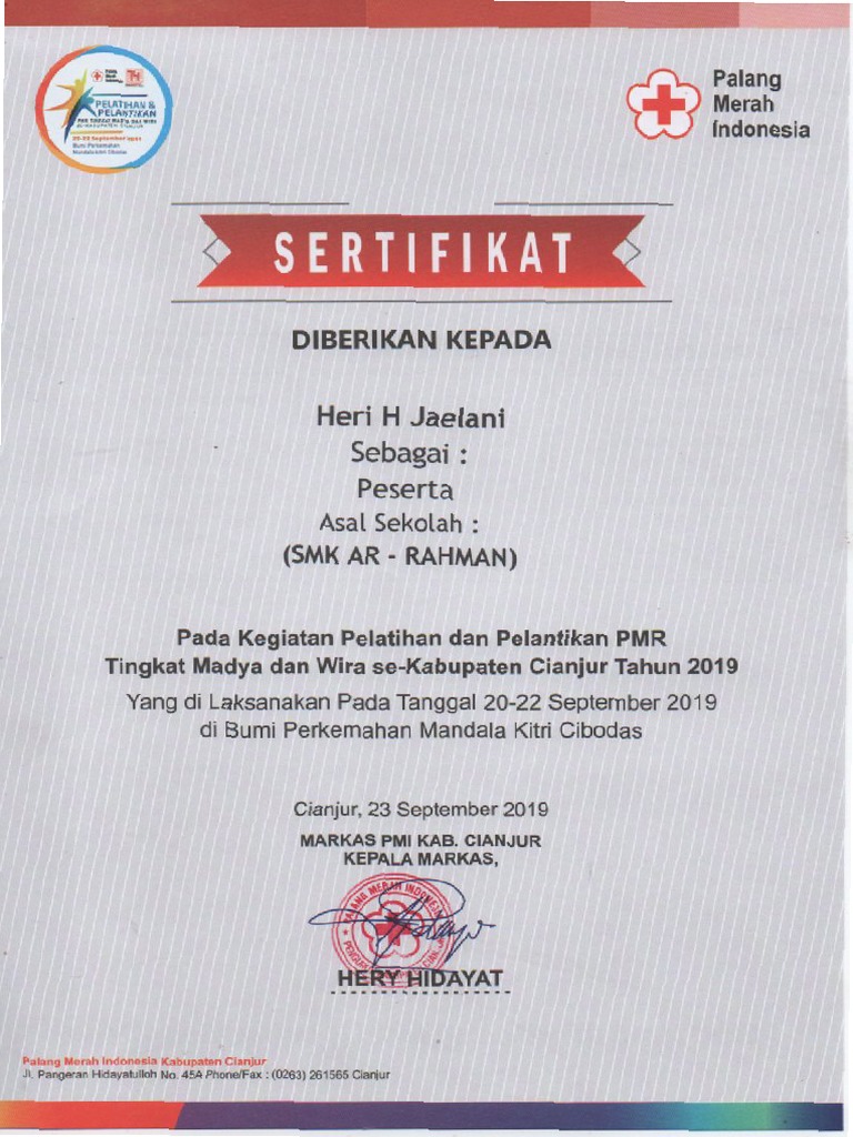Sertifikat PMR | PDF