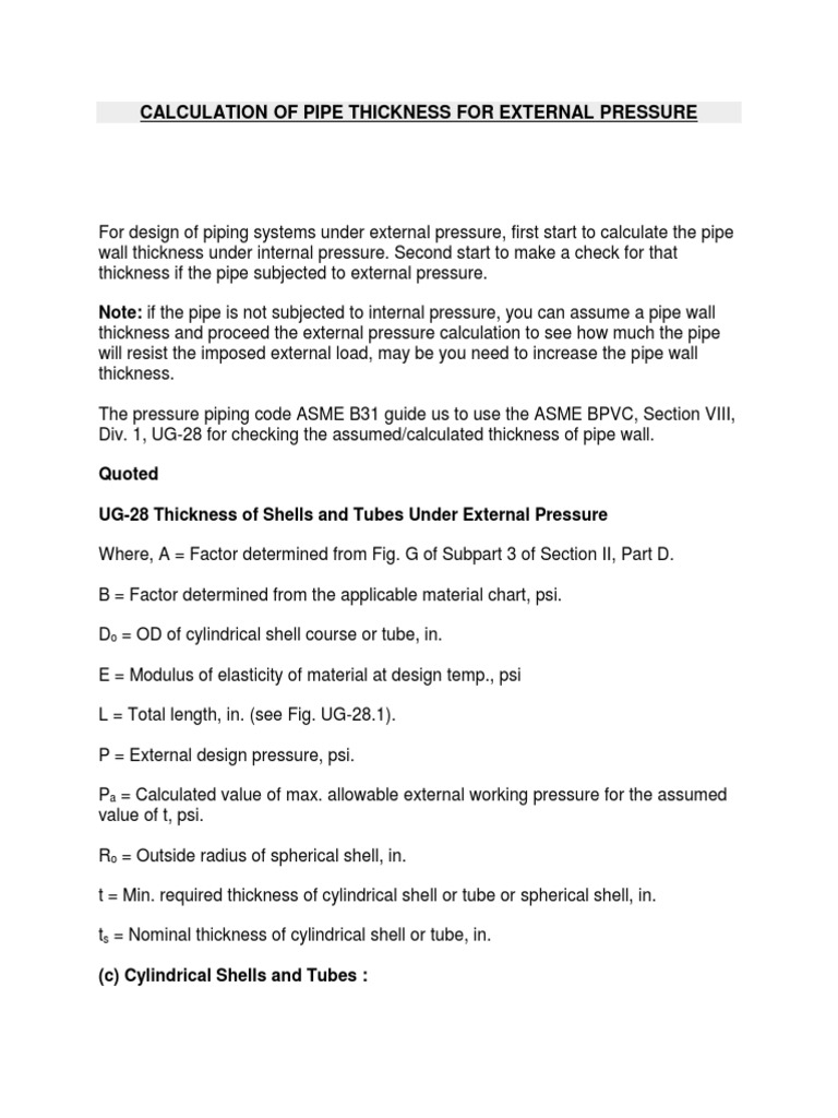 External Pressure Pipe Thickness Calc | PDF | Pipe (Fluid Conveyance) | Corrosion