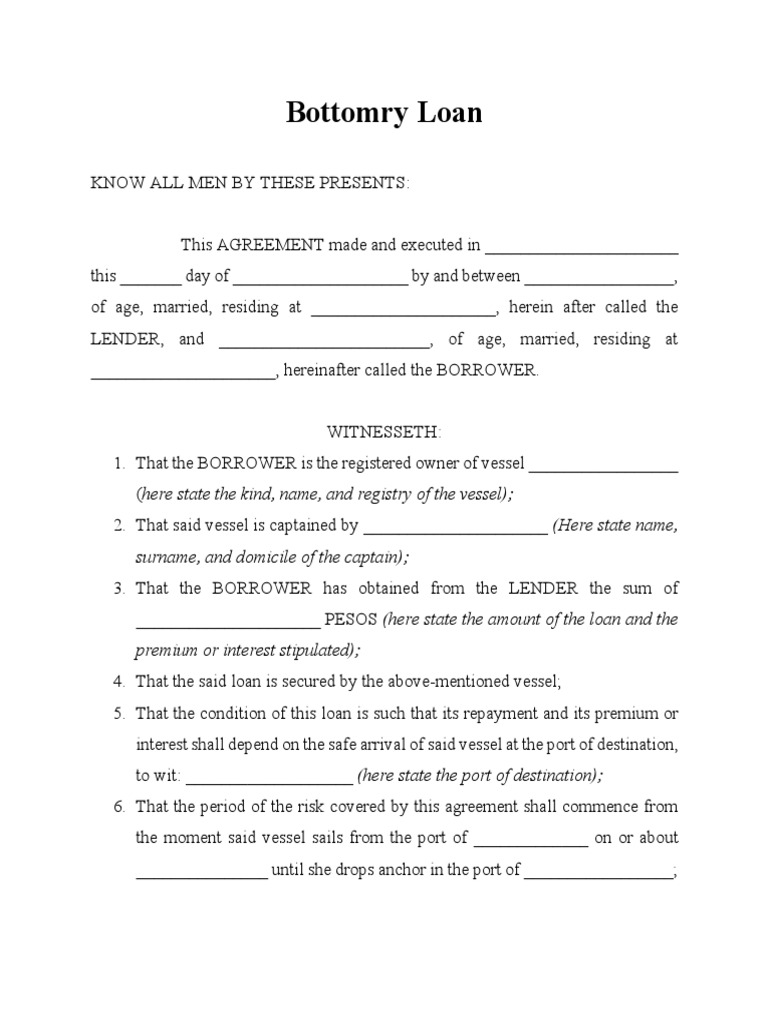Bottomry Loan Sample | PDF