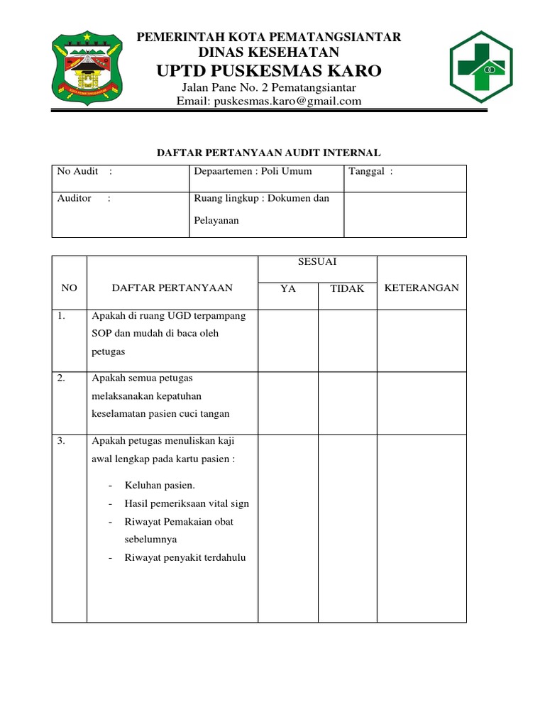 DAFTAR TILIK KELENGKAPAN ADMINISTRASI DAN PELAPORAN DI PUSTU | PDF