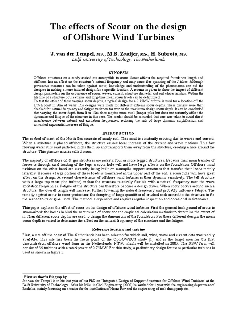 The Effects of Scour On The Design of Offshore Wind Turbines | PDF ...
