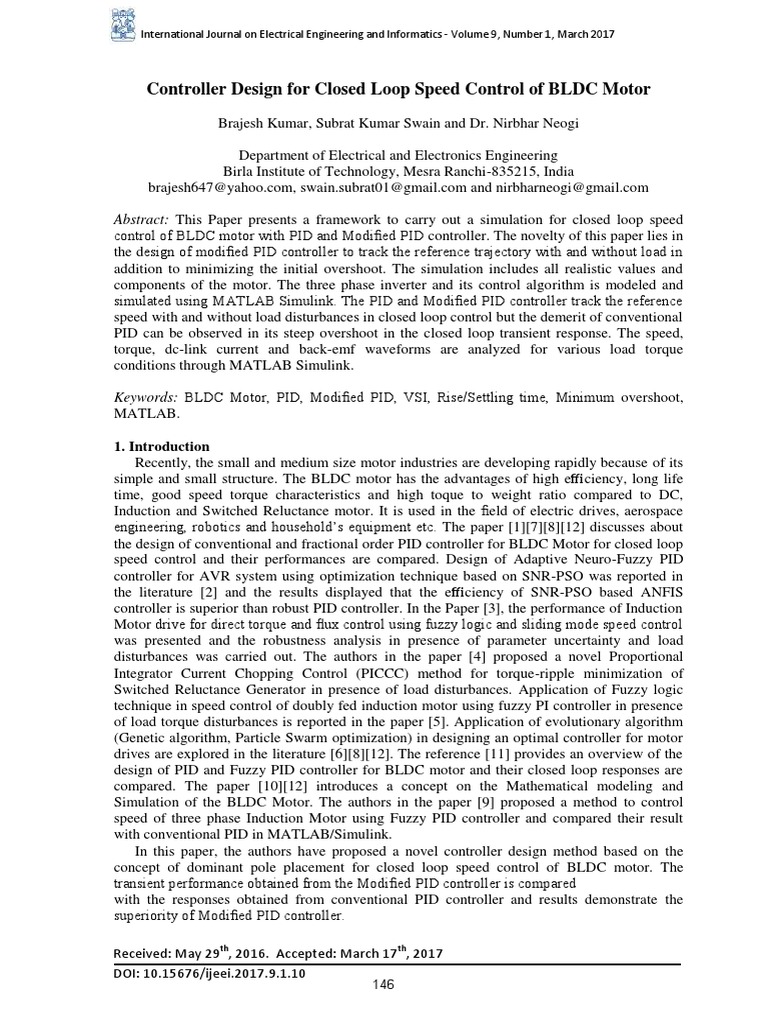 Controller Design For BLDC Motor | PDF | Control Theory | Cybernetics