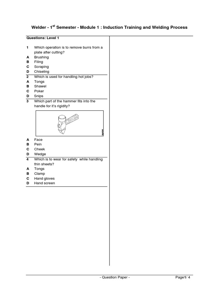 Welder - 1 Semester - Module 1: Induction Training and Welding Process ...