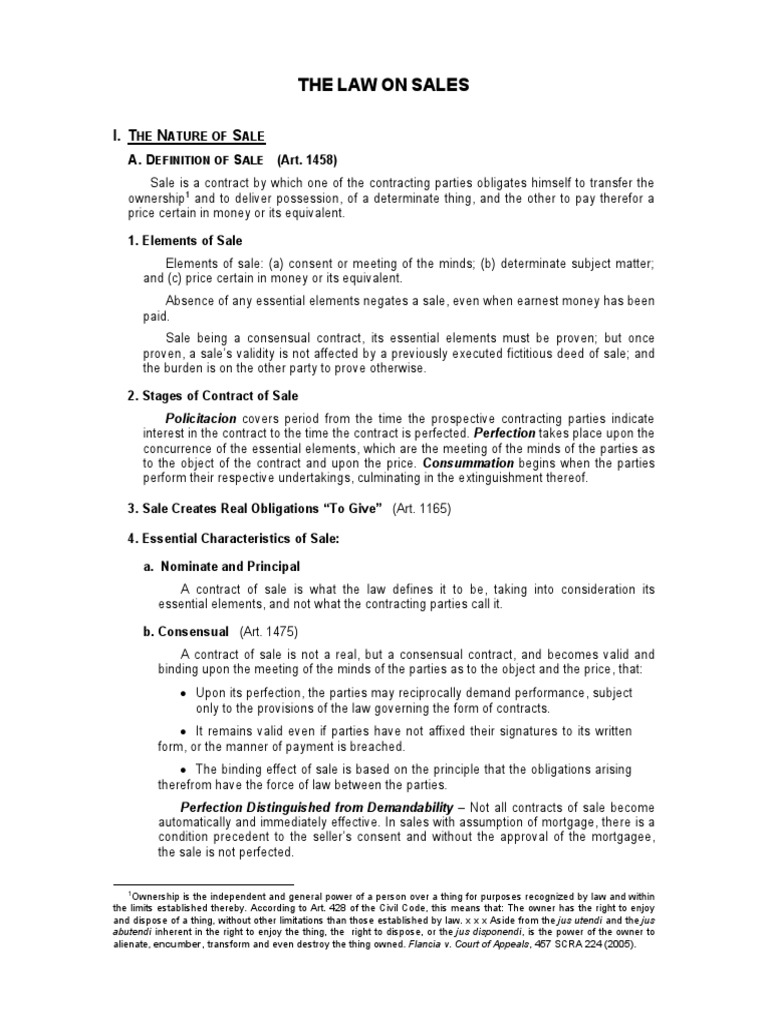 Sales Notes Part 1 | PDF | Offer And Acceptance | Lease