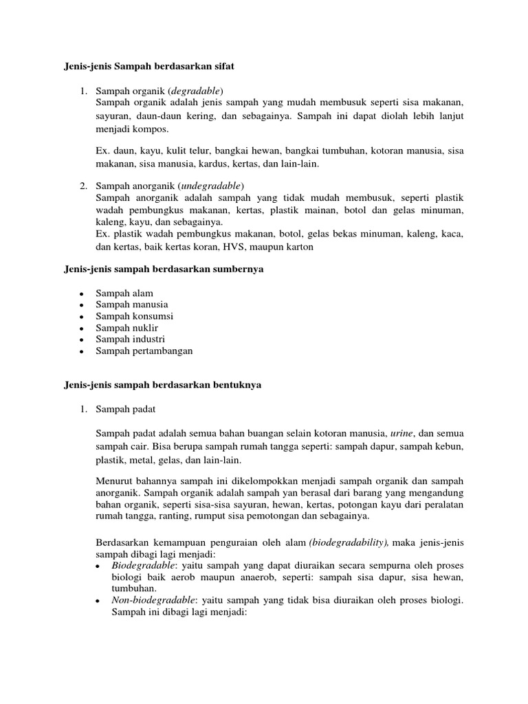 Jenis-Jenis Sampah | PDF