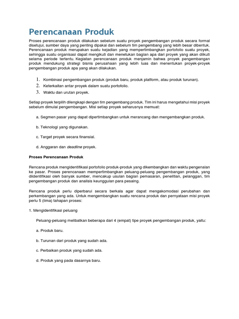 Perencanaan Produk | PDF