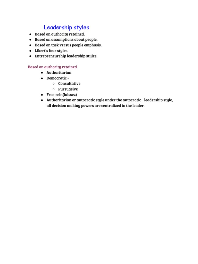 Leadership Styles Overview and Types | PDF | Self-Improvement