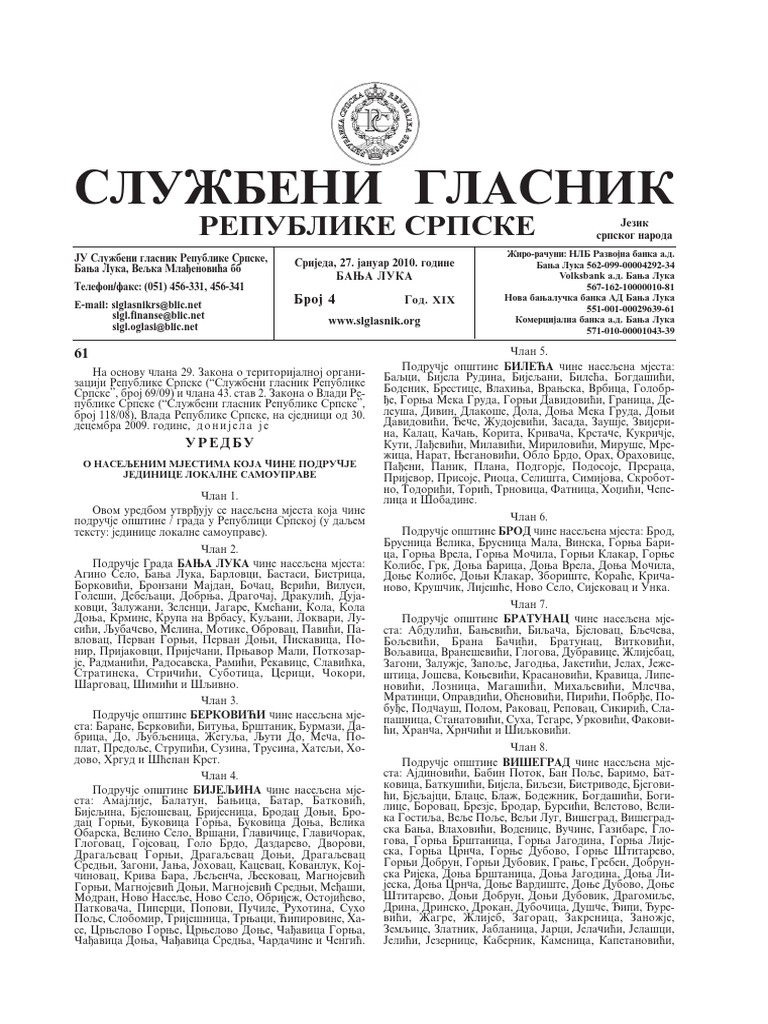 Sluzbeni Glasnik Republike Srpske | PDF