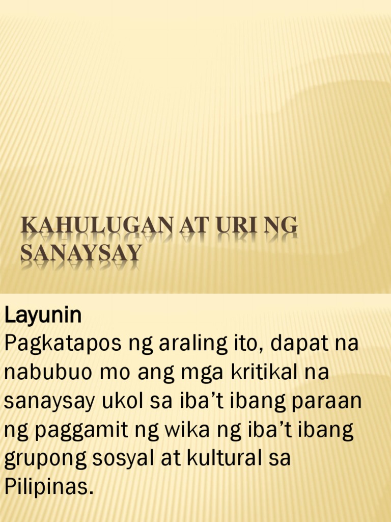 Uri Ng Sanaysay Ayon Sa Layunin