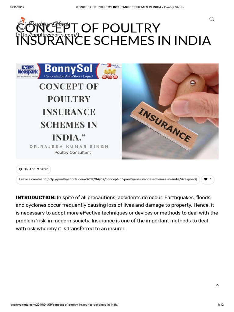 Concept of Poultry Insurance Schemes in India - Poultry Shorts | PDF ...