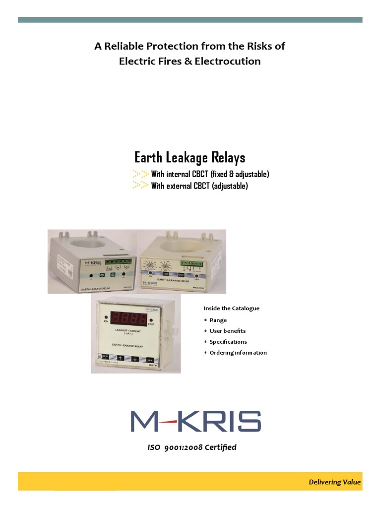 Earth Leakage Relays | PDF | Relay | Insulator (Electricity)