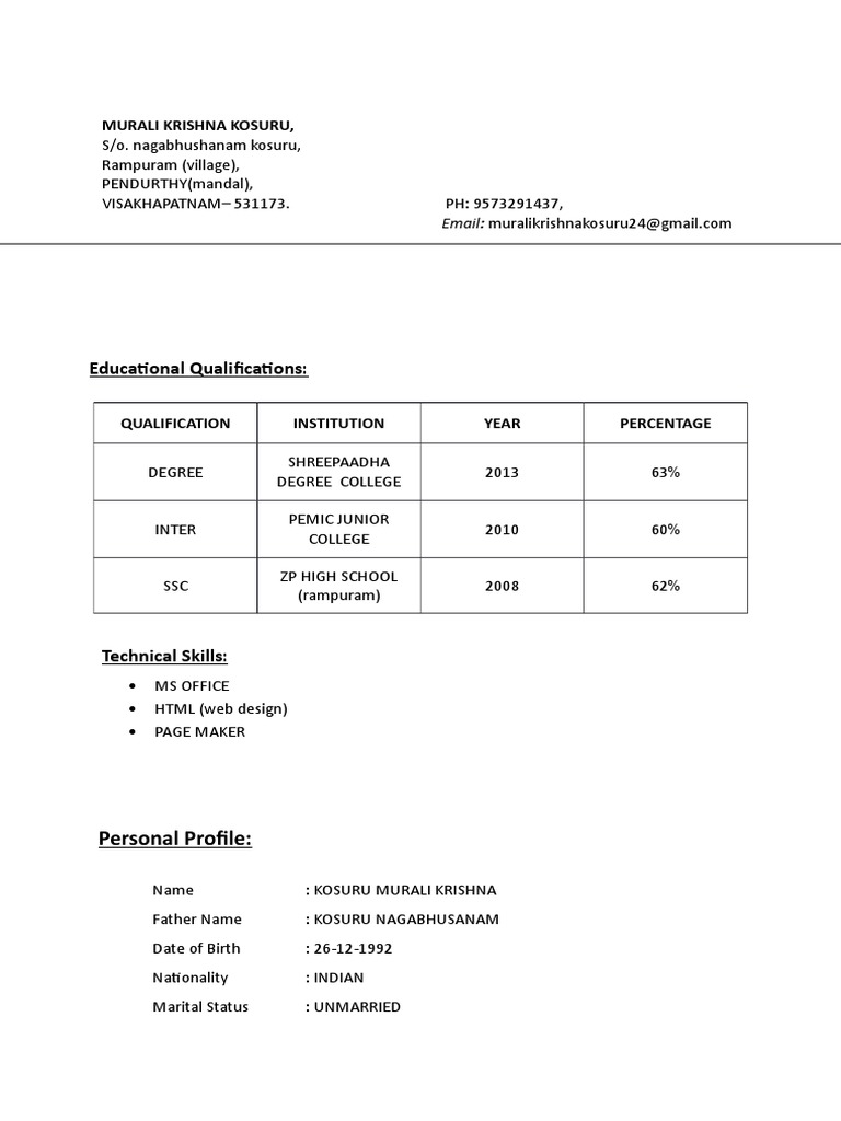 Murali Resume | PDF | Communication | World Wide Web