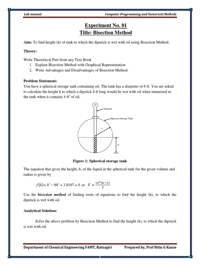Experiment No. 01 Title: Bisection Method | Download Free PDF | Numerical Analysis ...