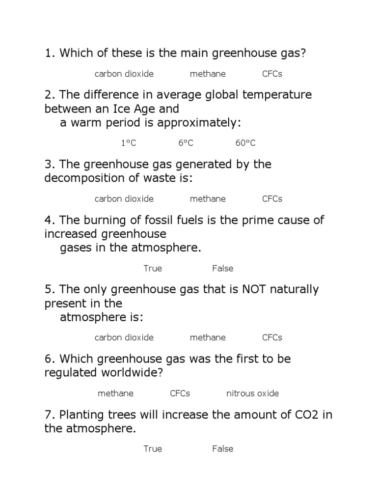 Multiple Choice in Climate Change | PDF | Greenhouse Gas | Greenhouse ...